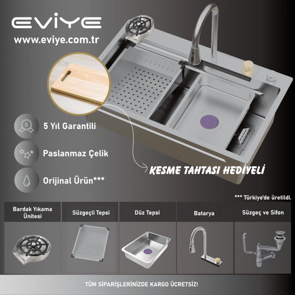 Evye - Mutfak Eviye Modelleri - Evye Fiyatları - Paslanmaz Çelik Evye