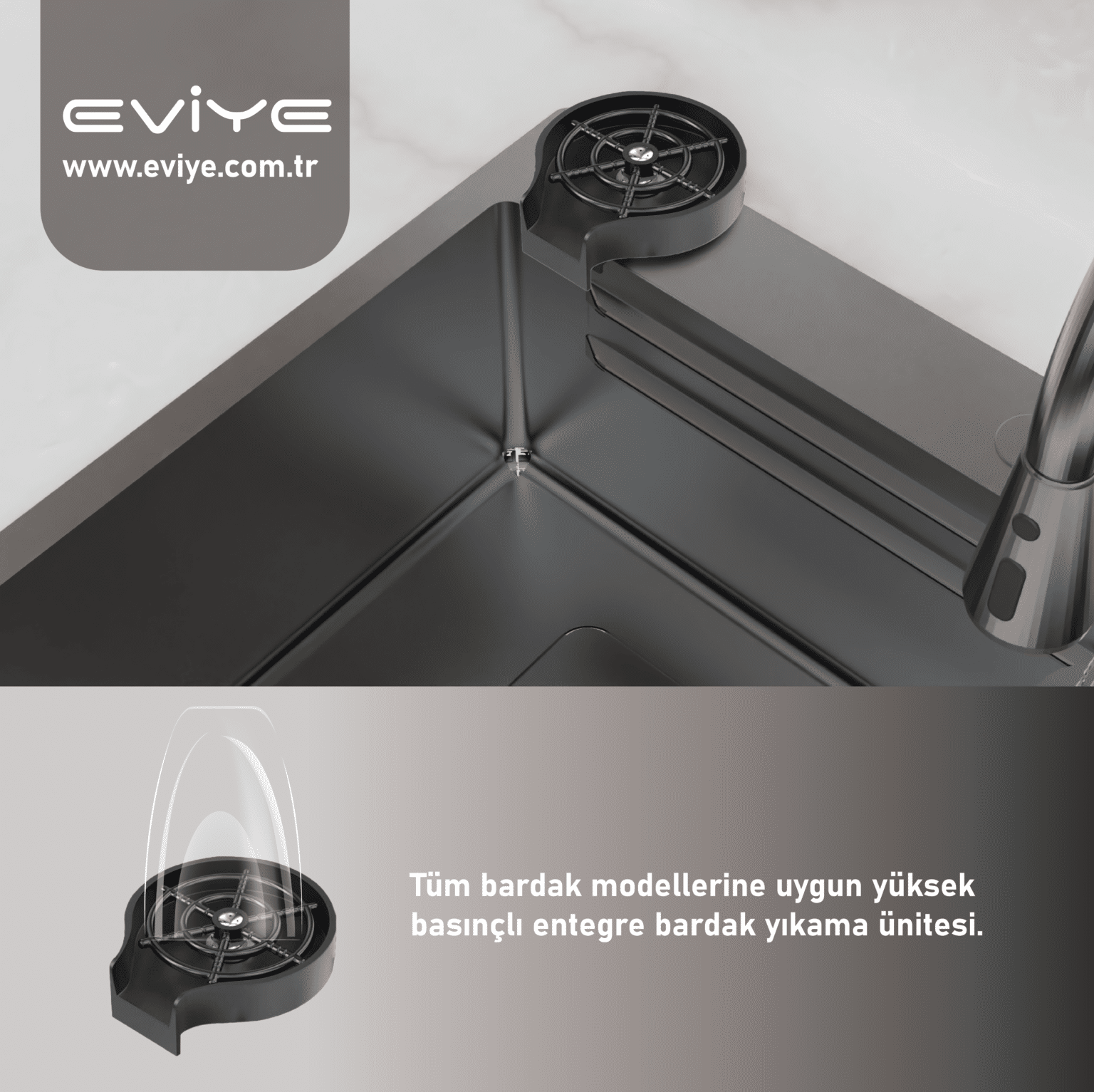 Şelale Tasarımlı Akıllı Eviye As 3541 75x45 CM Antrasit - Asil Krom ...
